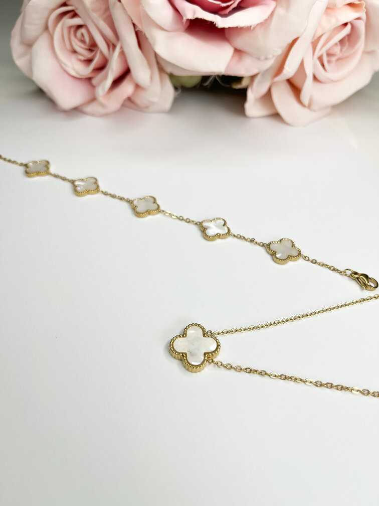 Naszyjnik koniczynka-masa perłowa